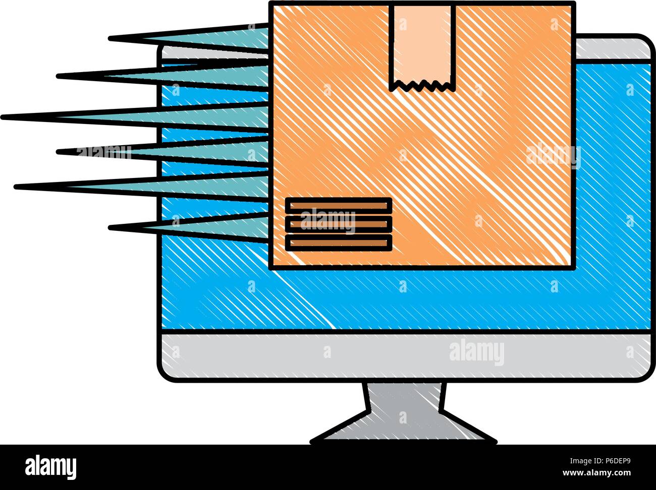 packing box carton with speed lines in computer Stock Vector Image ...