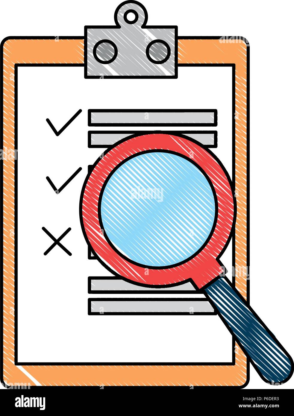 clipboard checklist with magnifying glass Stock Vector Image & Art - Alamy