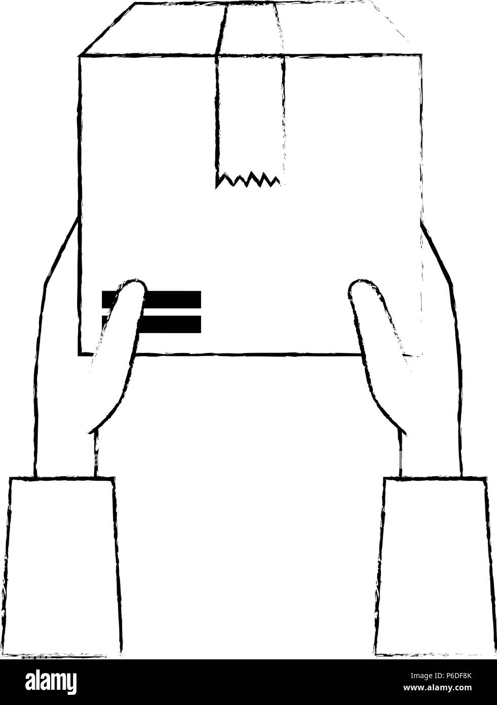 hands lifting box carton icon Stock Vector Image & Art - Alamy