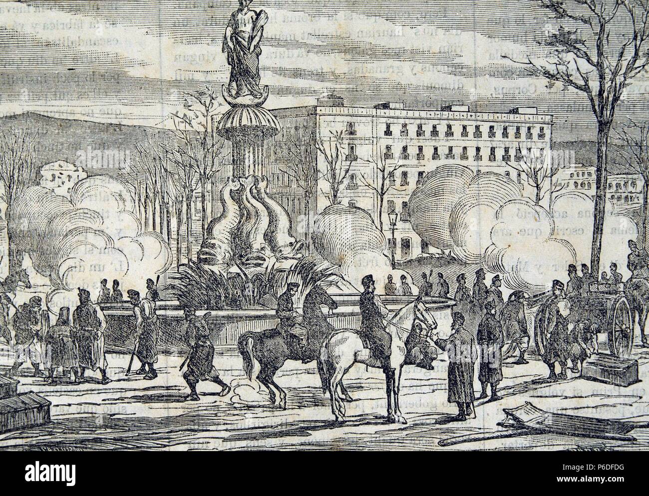 BARCELONA. SUBLEVACION DE LAS QUINTAS. CAÑONEO DE LA VILLA DE GRACIA ...