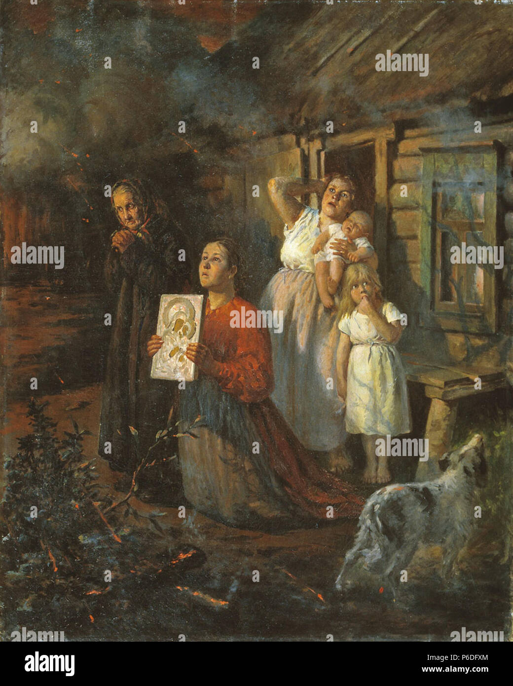 English: Village fire : . . 1901 . 1901 49 Fyodor Buchholz Village fire ...