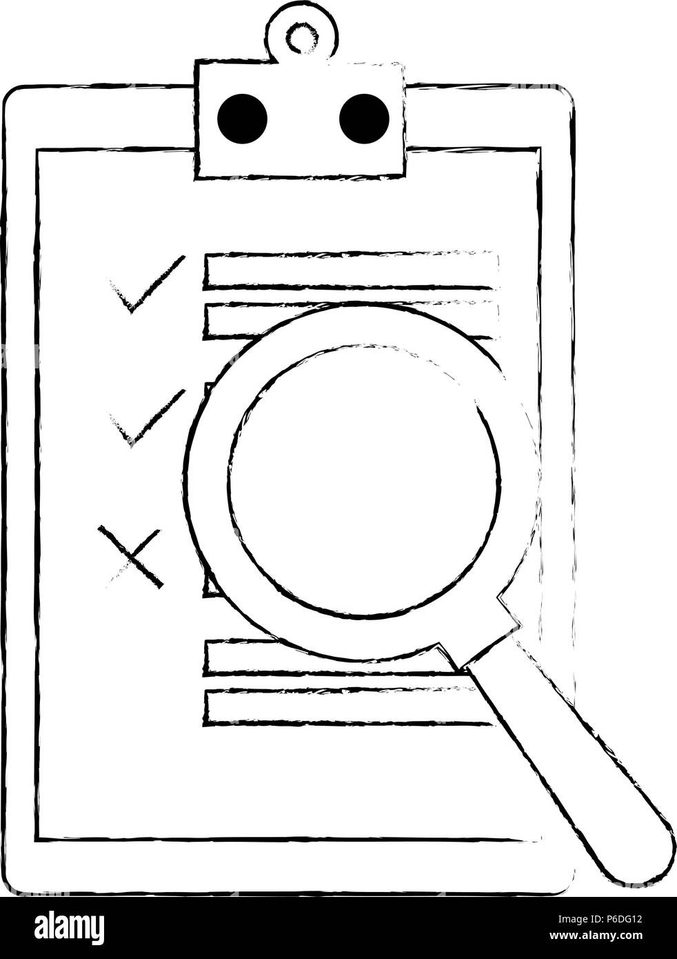 clipboard checklist with magnifying glass Stock Vector Image & Art - Alamy