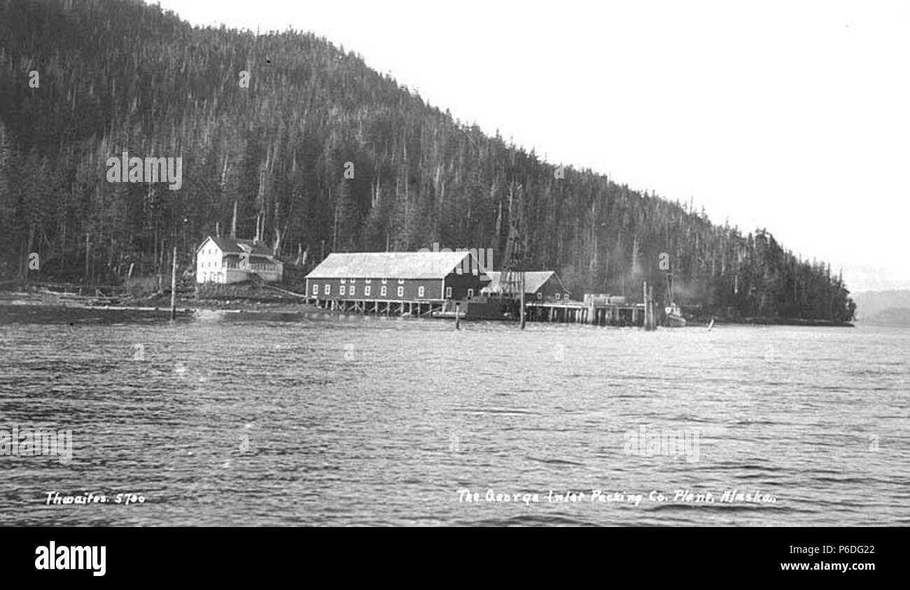 . English: George Inlet Packing Co. plant, ca. 1912 . English: Caption ...