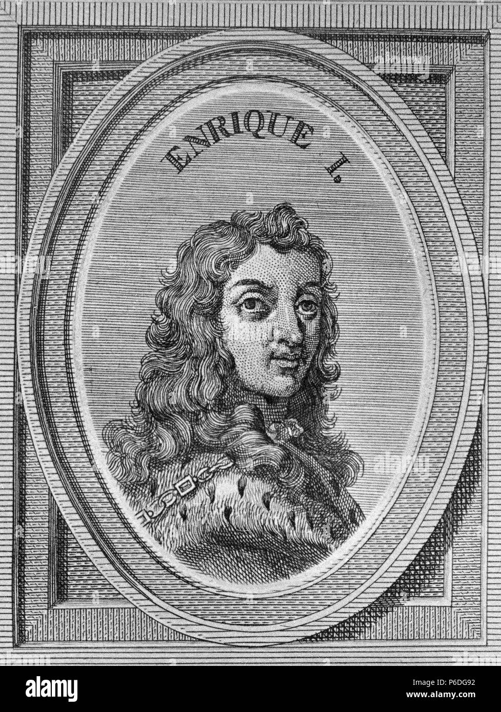 ENRIQUE I. REY DE CASTILLA. 1203 - 1217. GRABADO DE ARNOLDO VANWESTER ...