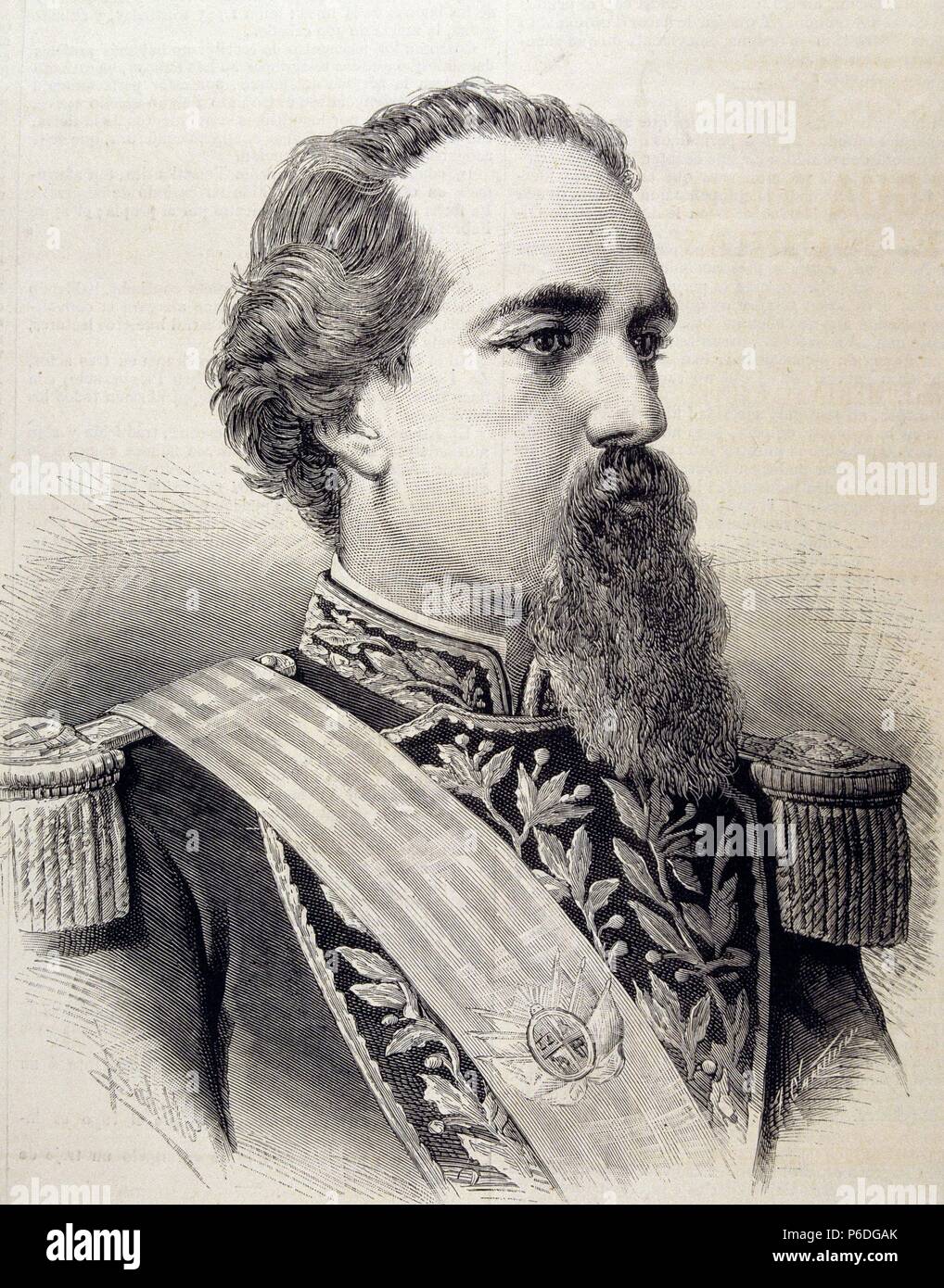 SANTOS , MAXIMO. POLITICO Y MILITAR URUGUAYO. 1847 - 1889. GRABADO ...