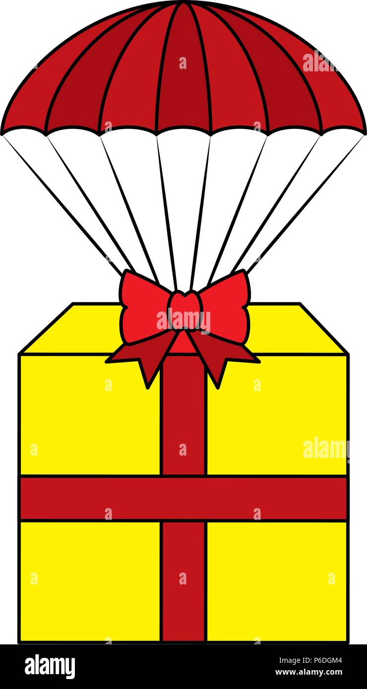 gift box present with parachute Stock Vector Image & Art - Alamy