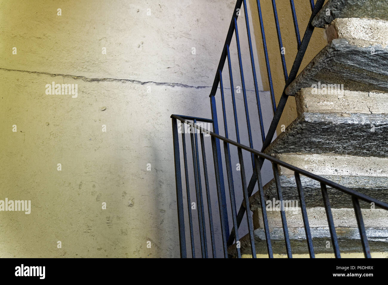 Old vintage staircase and steel handrail Stock Photo - Alamy