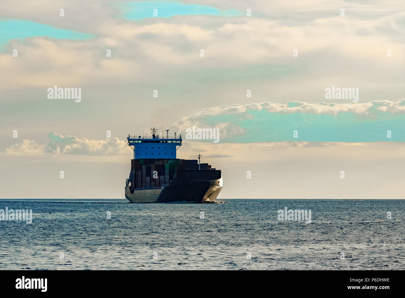 Black container ship. Global logistics and production transfer Stock ...