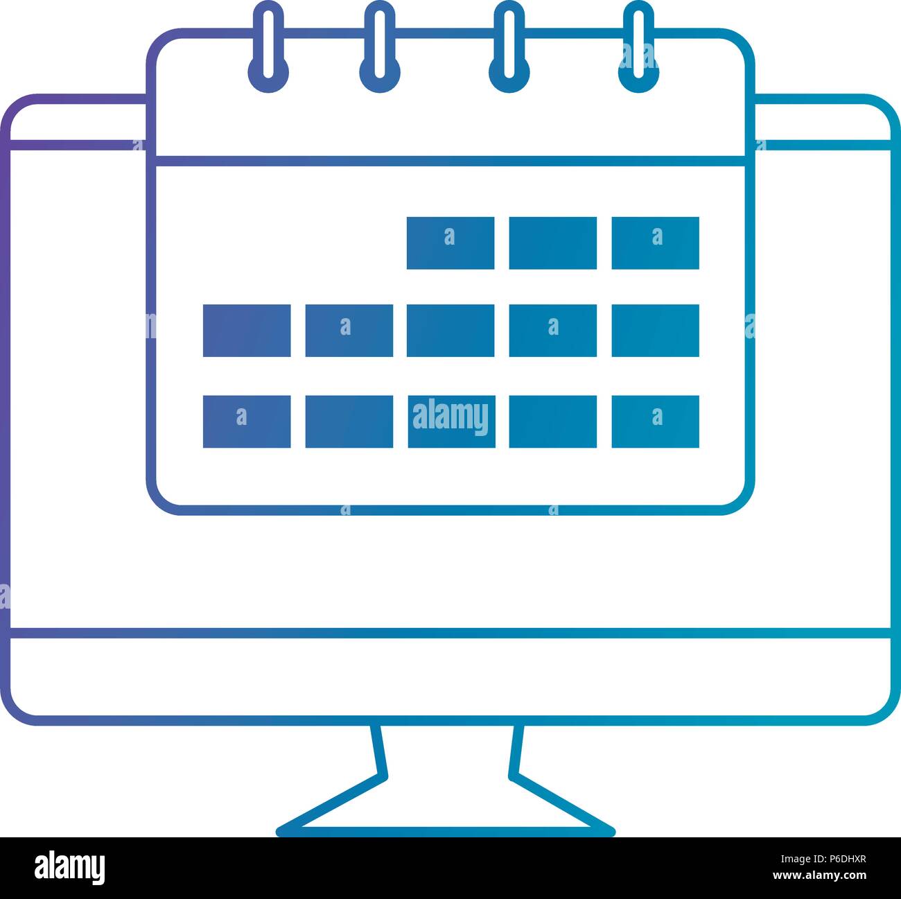 computer display with calendar vector illustration design Stock Vector ...