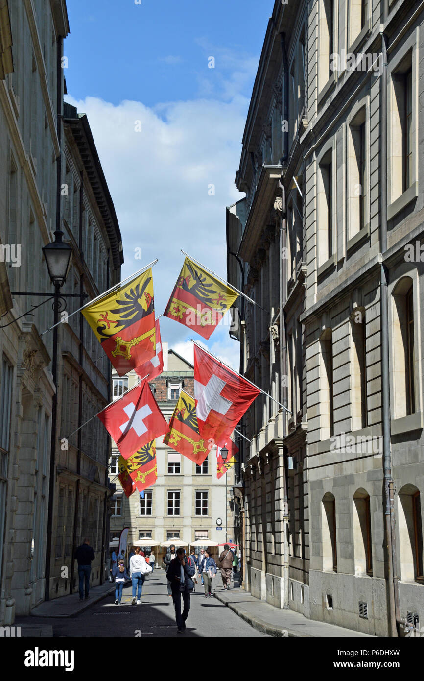 Geneva city street Stock Photo - Alamy