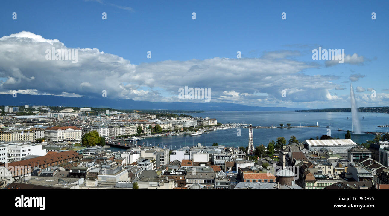 Aerial view lake geneva jet hi-res stock photography and images - Alamy
