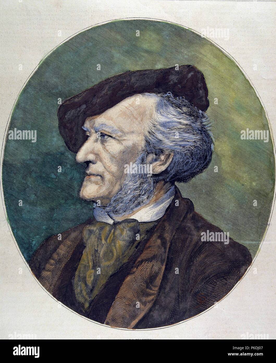 WAGNER , RICHARD. COMPOSITOR ALEMAN. 1813 - 1883. GRABADO RETRATO ...