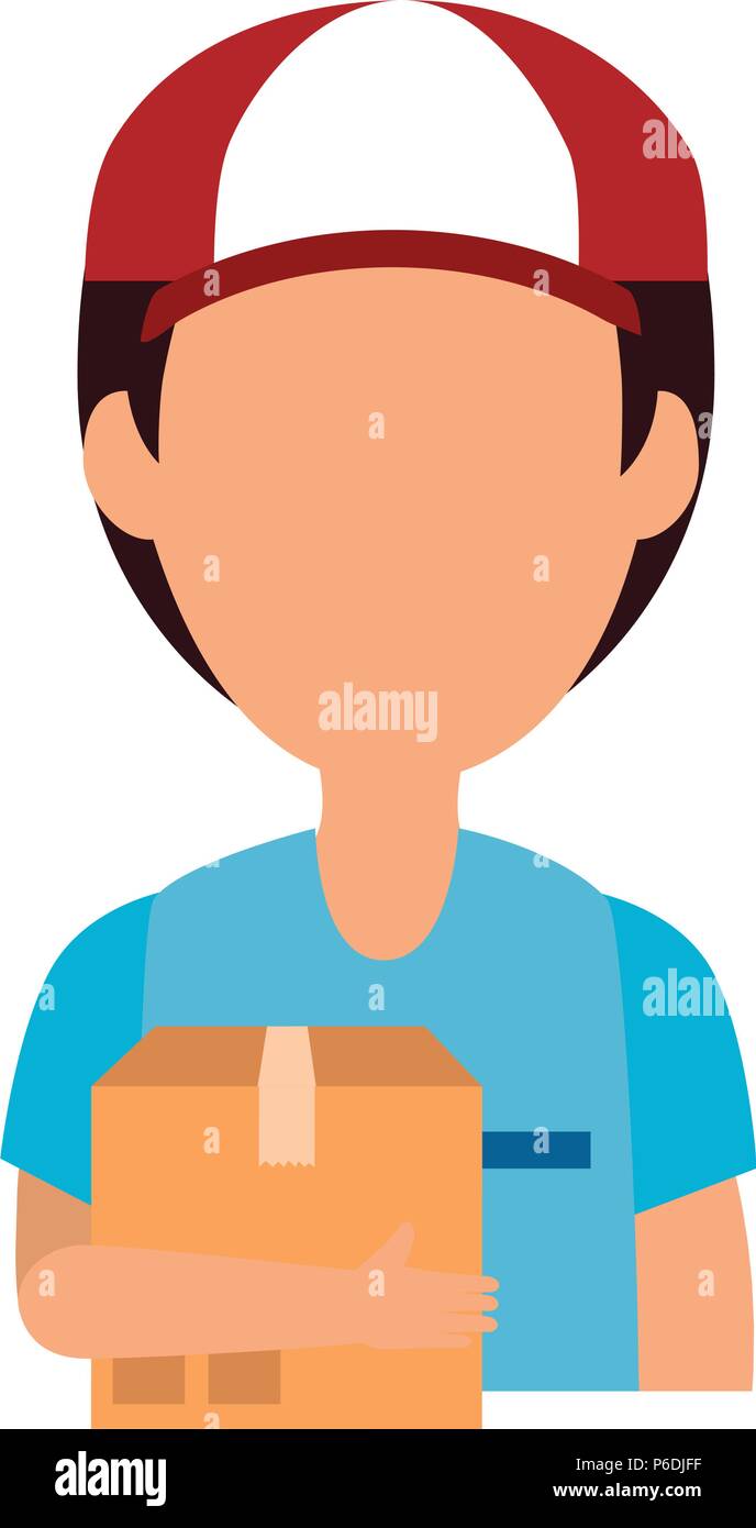Delivery man avatar cap box hi-res stock photography and images - Alamy