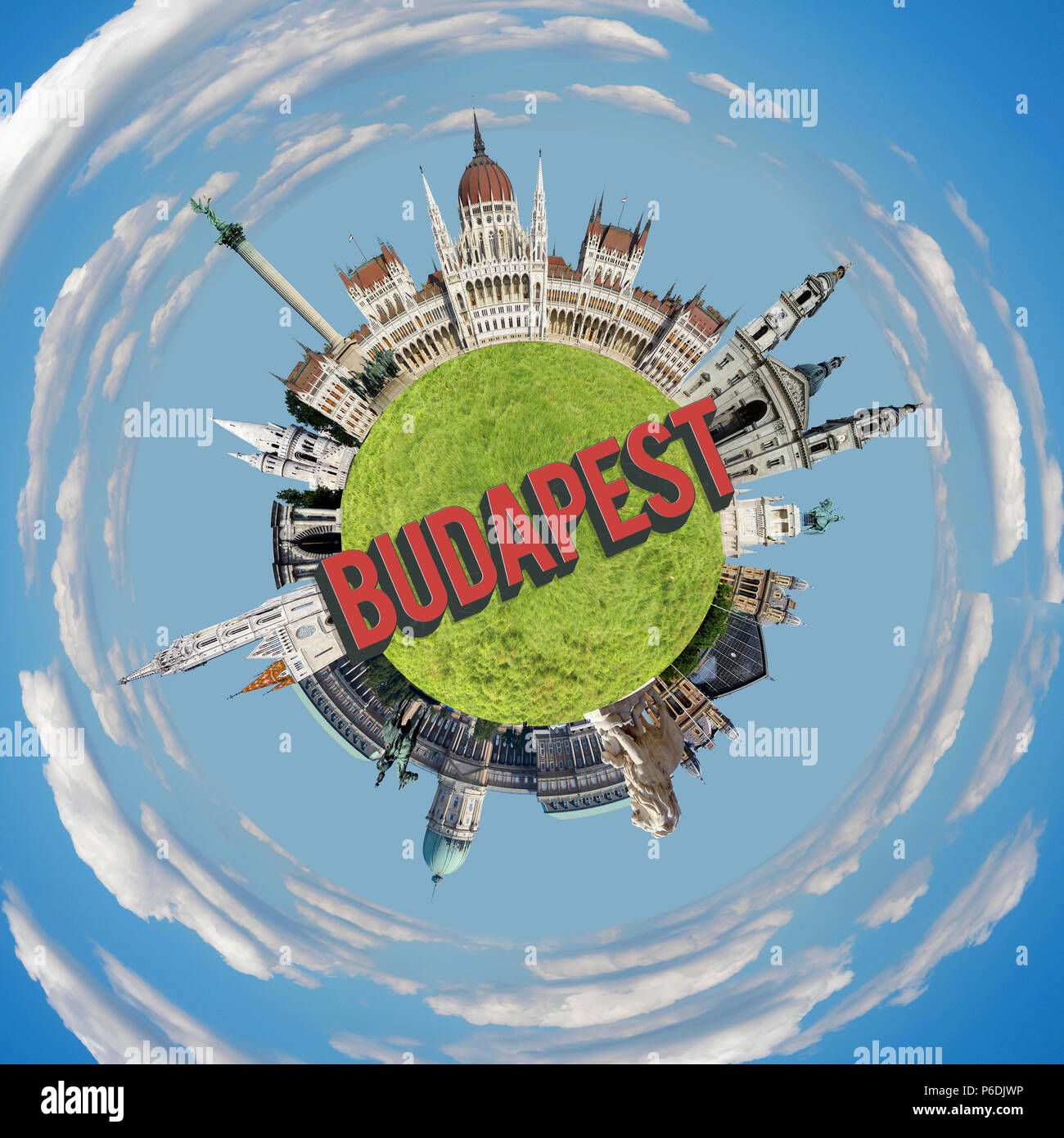 Budapest city hungary tiny planet landmarks architecture Stock Photo ...