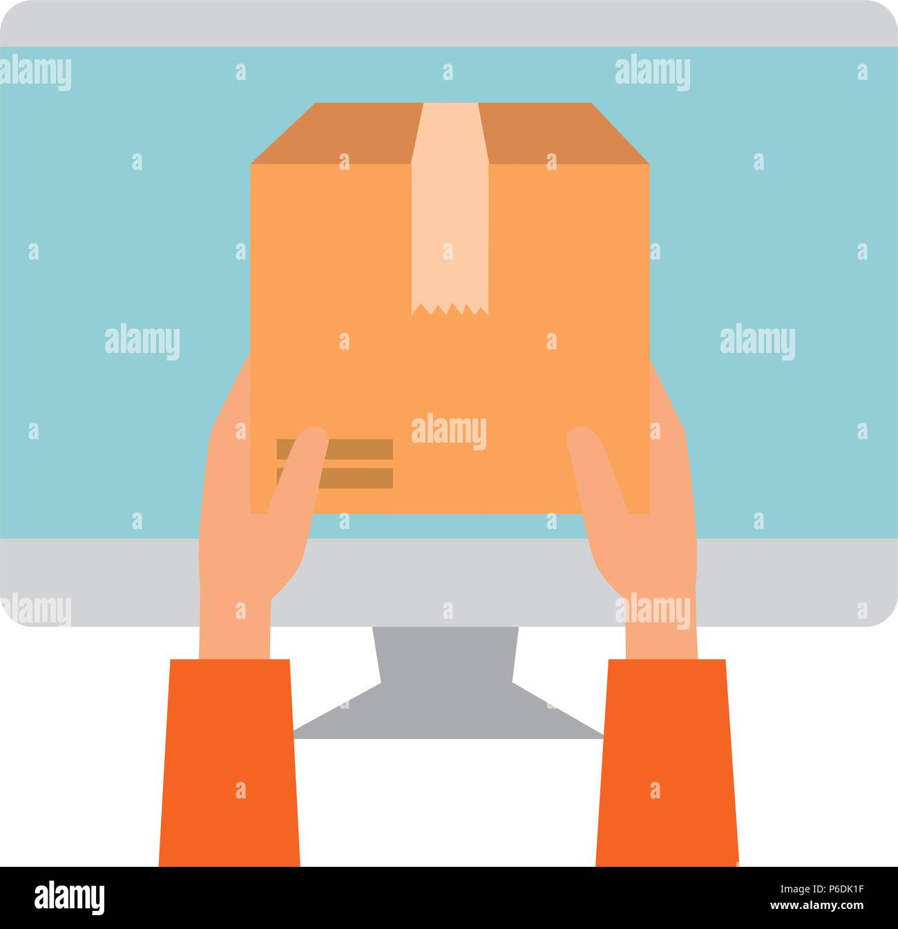 hands lifting box carton with computer Stock Vector Image & Art - Alamy