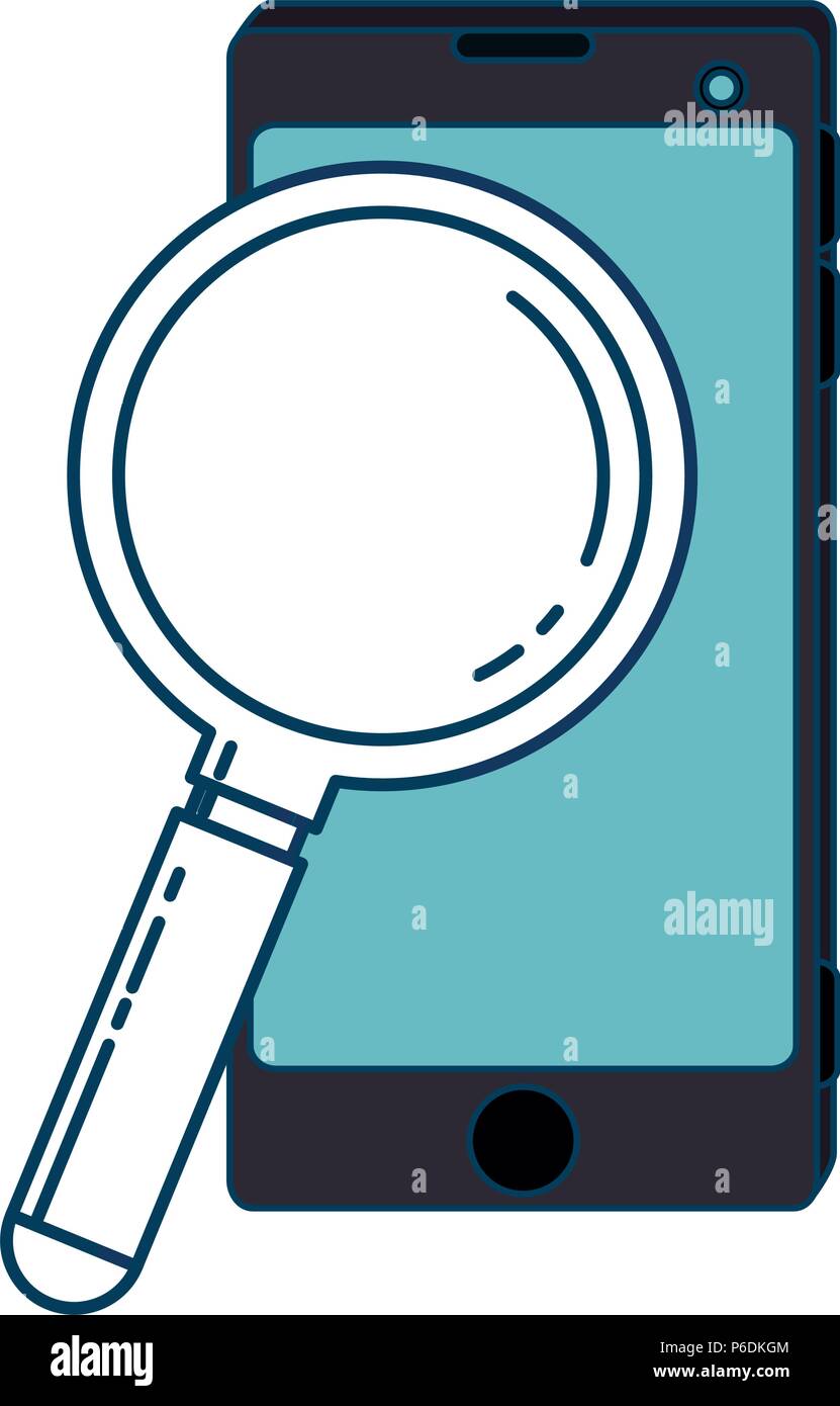 smartphone device with magnifying glass Stock Vector Image & Art - Alamy