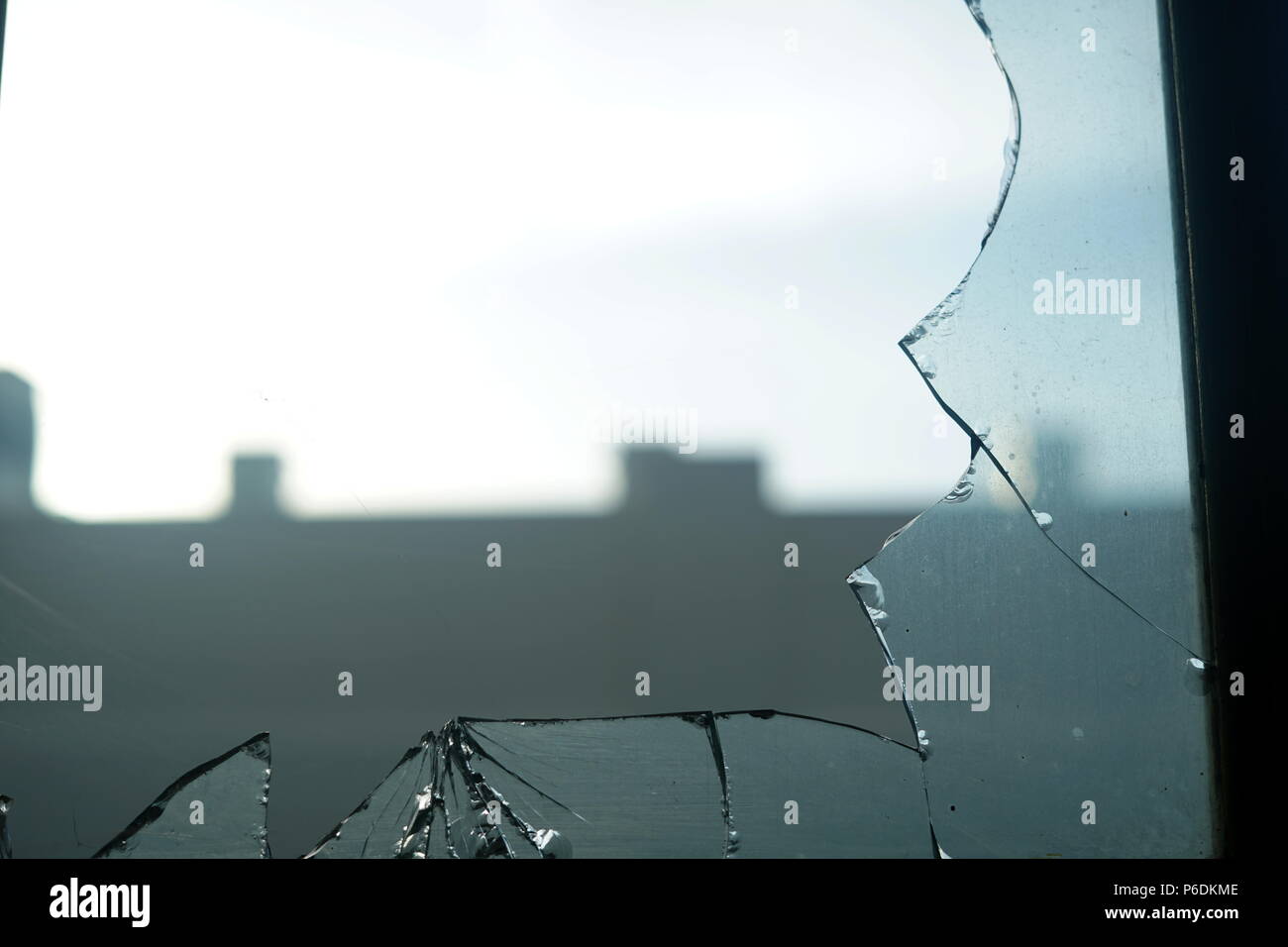 Crime Scene, Old window with broken glass Stock Photo - Alamy
