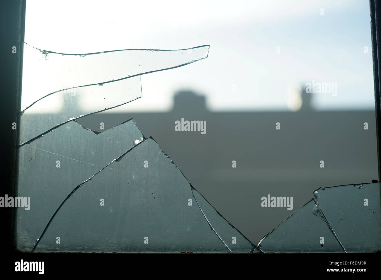 Crime Scene, Old window with broken glass Stock Photo - Alamy