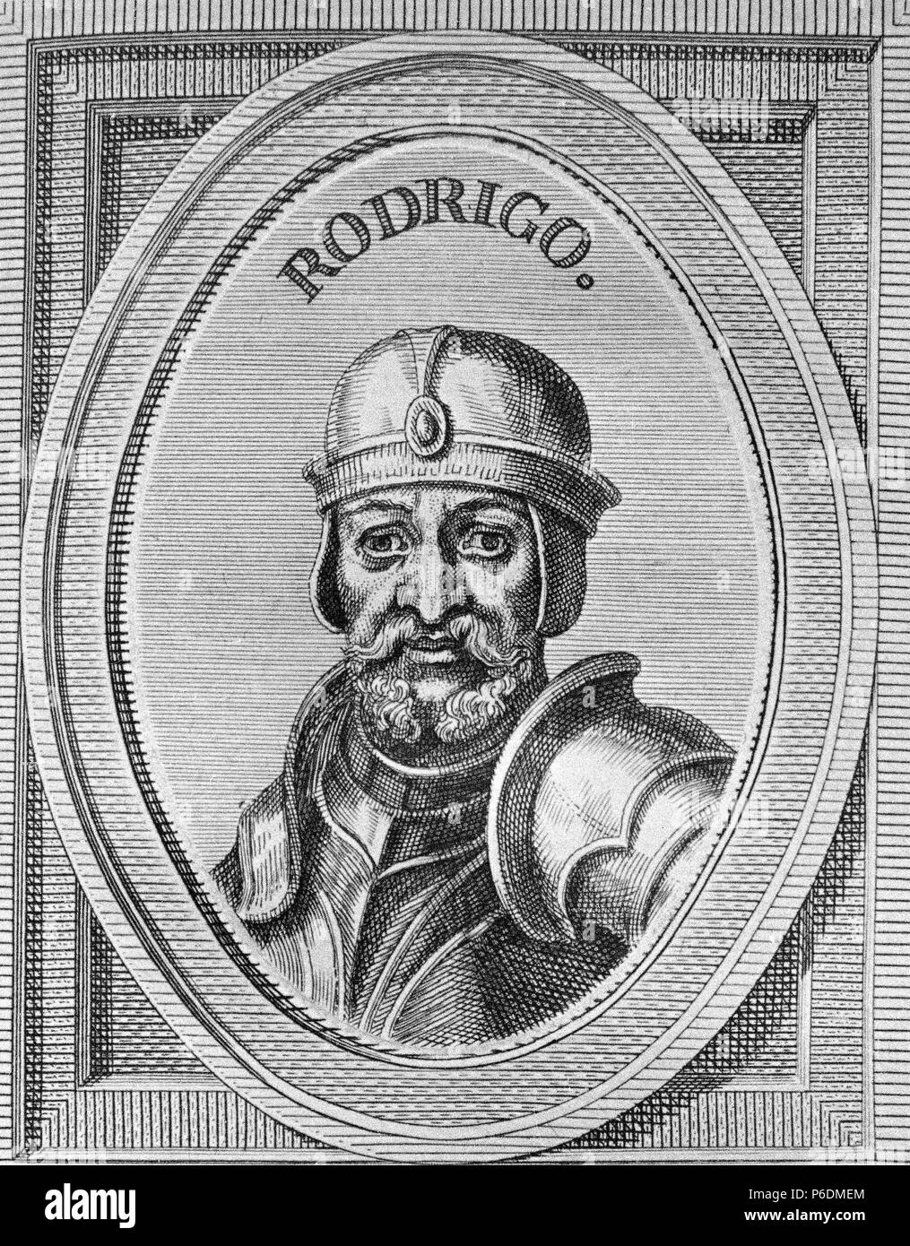RODRIGO. REY VISIGODO DE 710 - 711. GRABADO RETRATO ARNOLDO VANWESTER ...