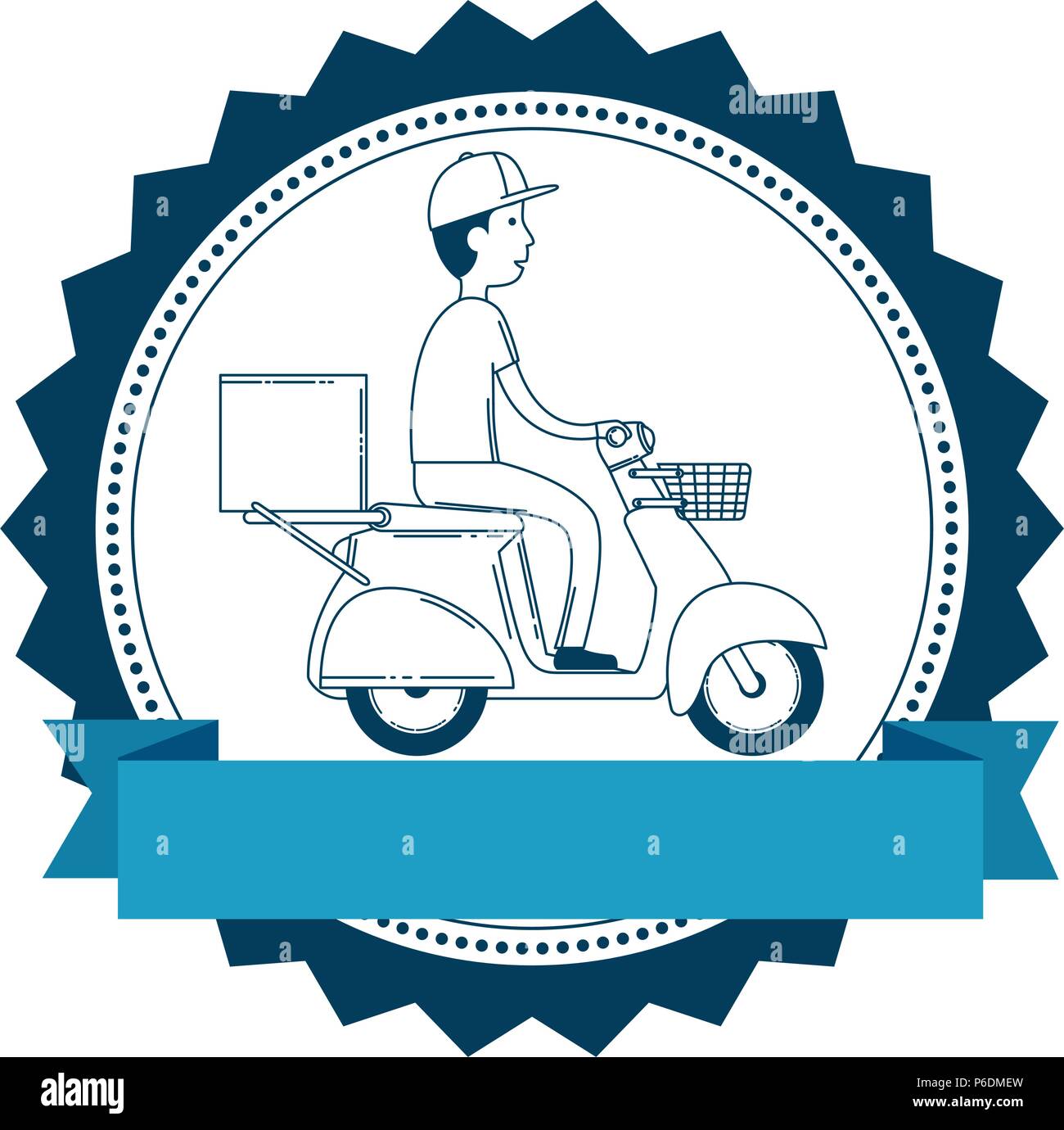 delivery worker in motorcycle Stock Vector Image & Art - Alamy