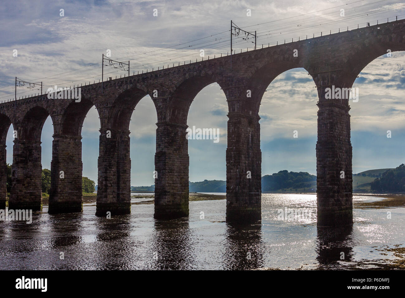 A view of the Royal Border Bridge that spans the River Tweed in Berwick ...