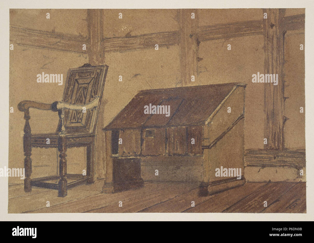 . Haunts of Shakespeare No.7: Shakespeare's chair and writing desk. one ...