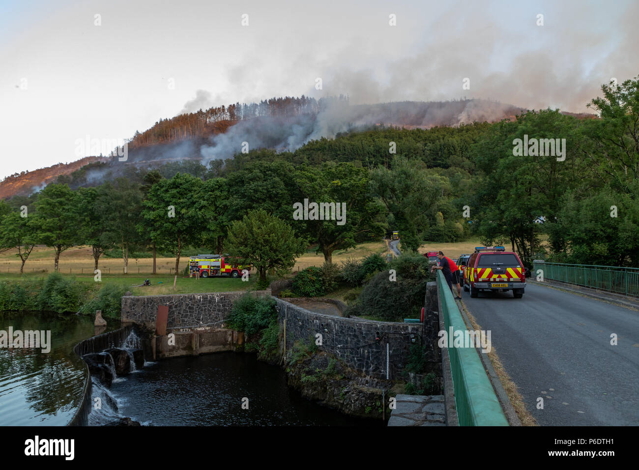 Fire services vehicles and personnel at Cwm Rheidol, during the June ...