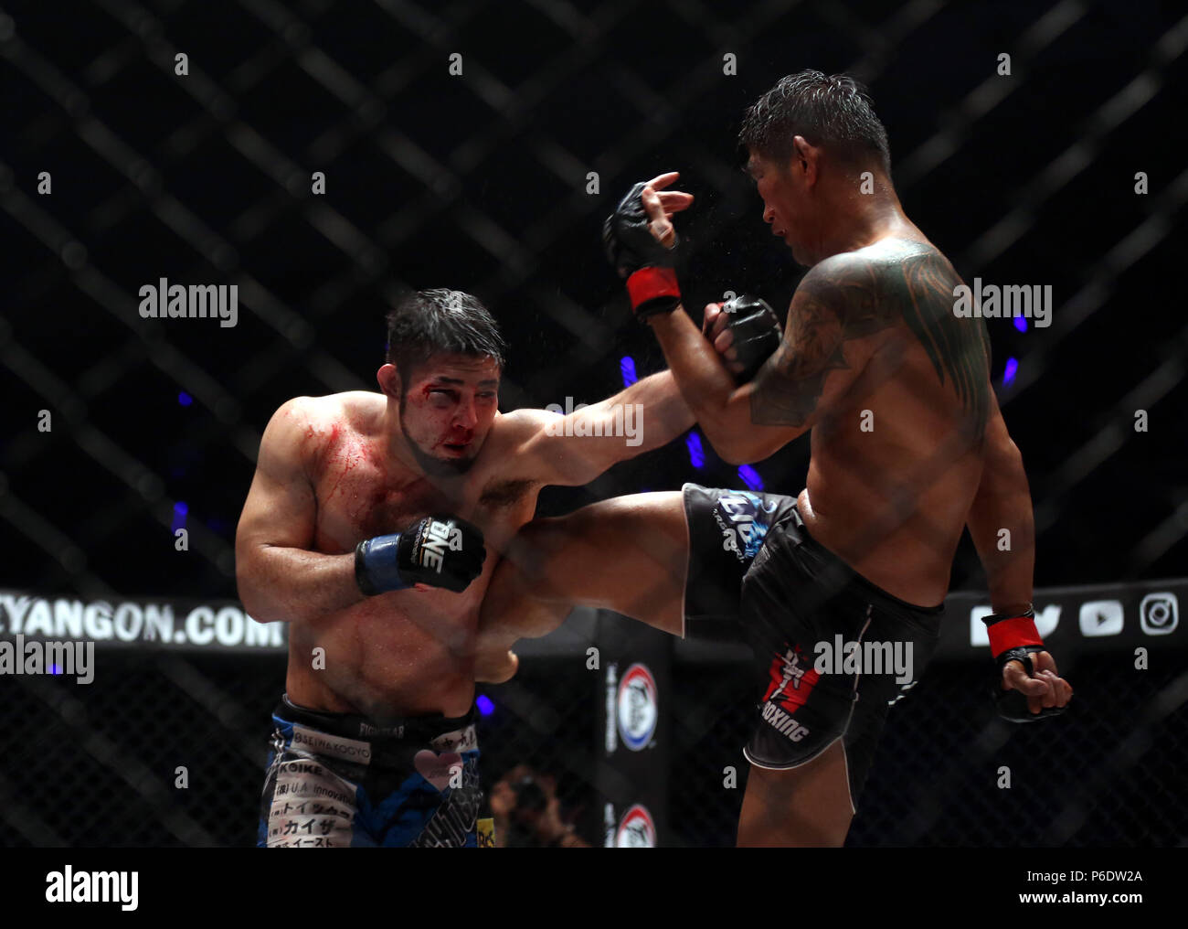 Yangon, Myanmar. 29th June, 2018. Mixed Martial Arts (MMA) fighter Aung ...