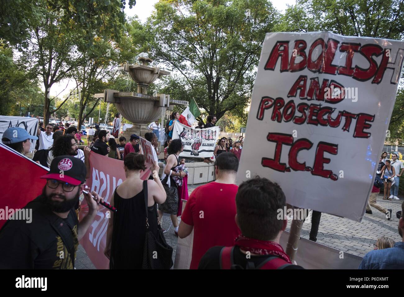 Chicago, Illinois, USA. 29th June, 2018. Activists in Chicago lead a ...