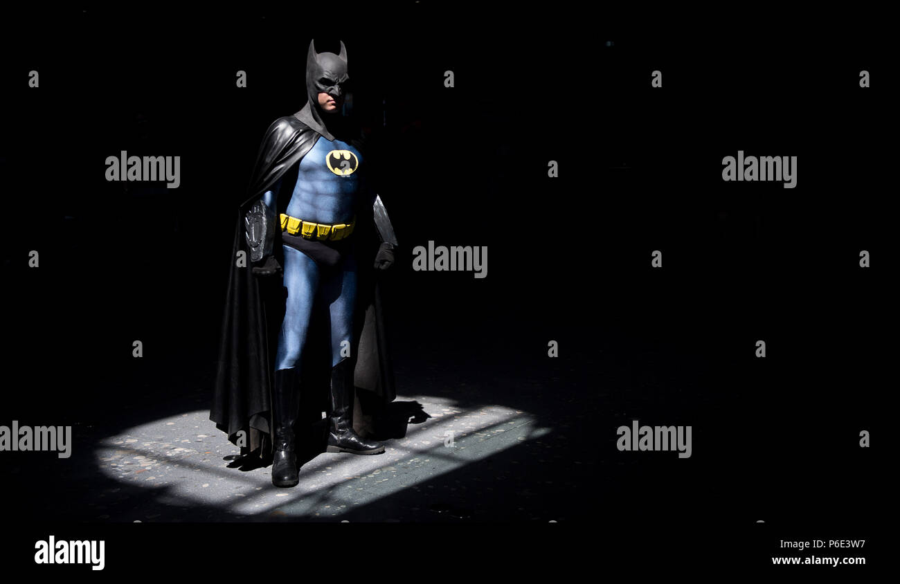 Stuttgart, Germany. 30th June, 2018. A cosplayer wearing a batman ...