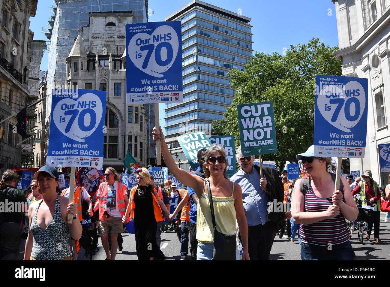Thousands holding banner assembly at Portland Place,march to Whitehall ...