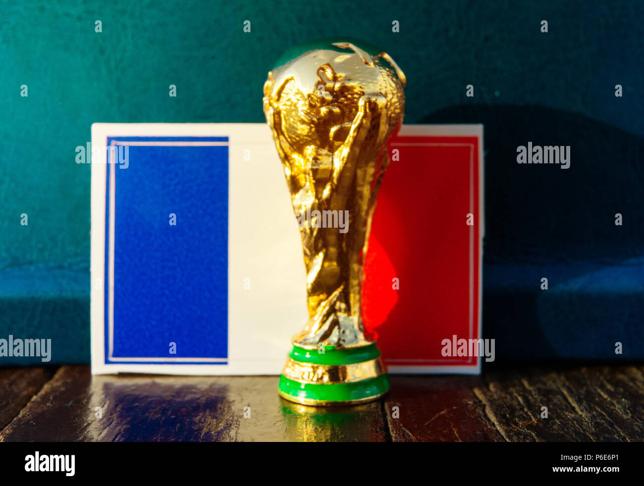 June 6, 2018 Moscow, Russia. Trophy of the FIFA World Cup on the ...