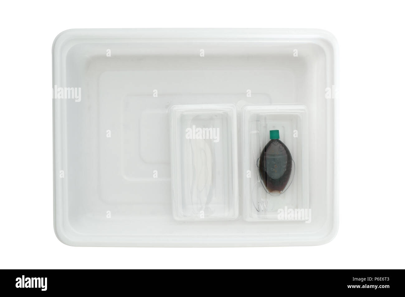 Plastic food container on white background. Top view Stock Photo - Alamy