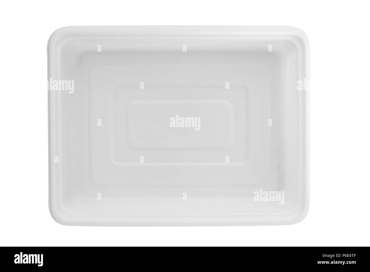 Plastic food container on white background. Top view Stock Photo - Alamy