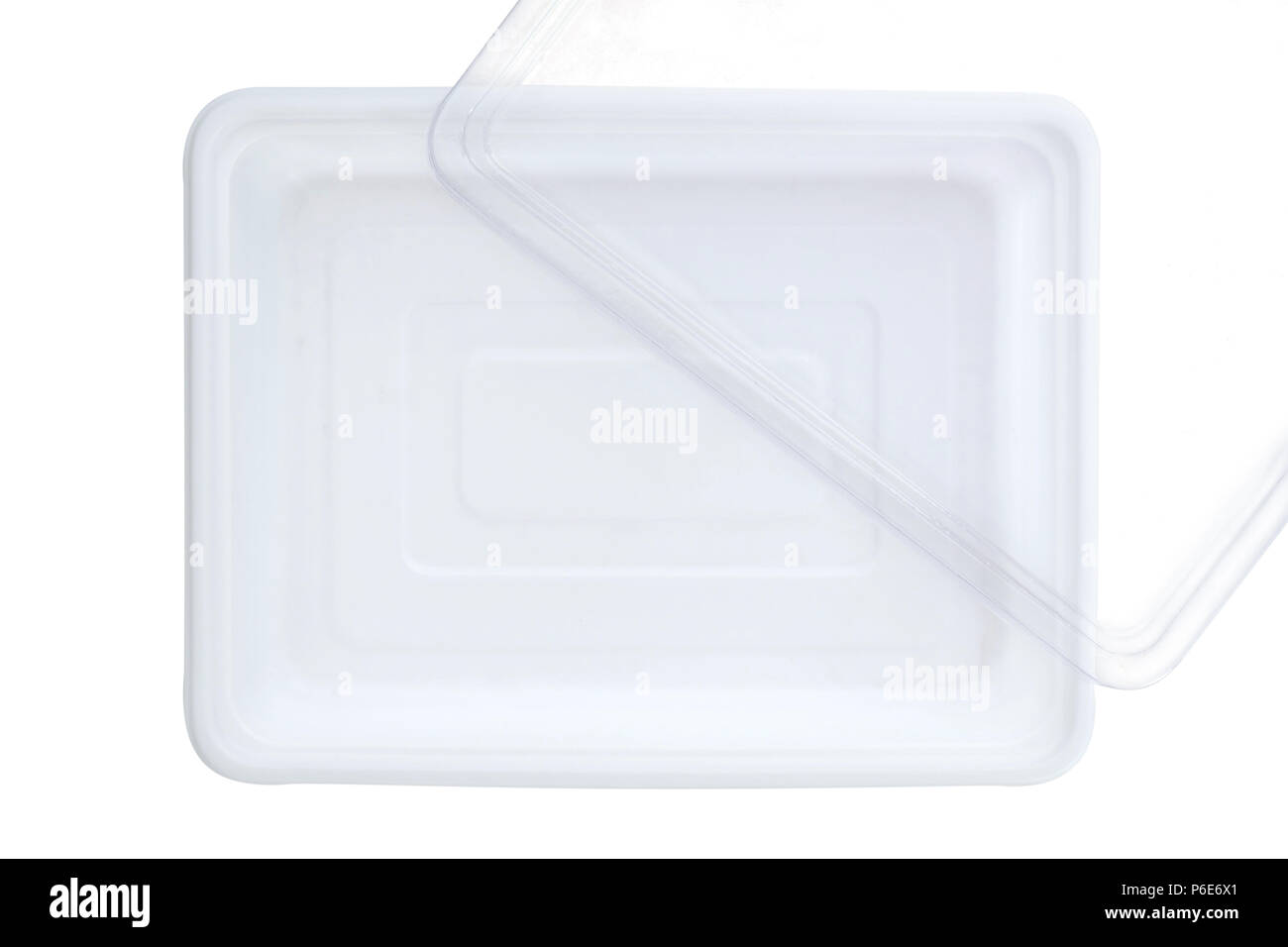 Plastic food container on white background. Top view Stock Photo - Alamy