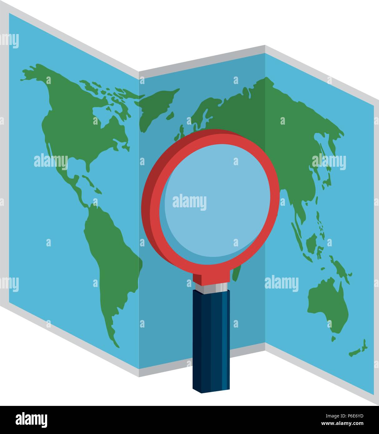 map paper with magnifying glass Stock Vector Image & Art - Alamy