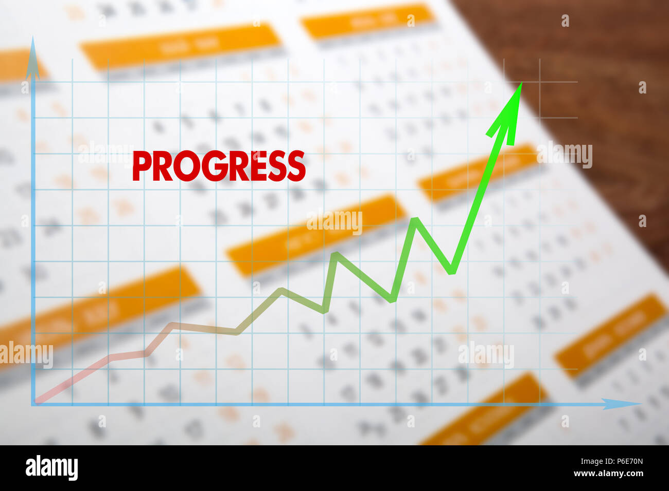 colored wall calendar with diagram progress closeup and macro Stock ...