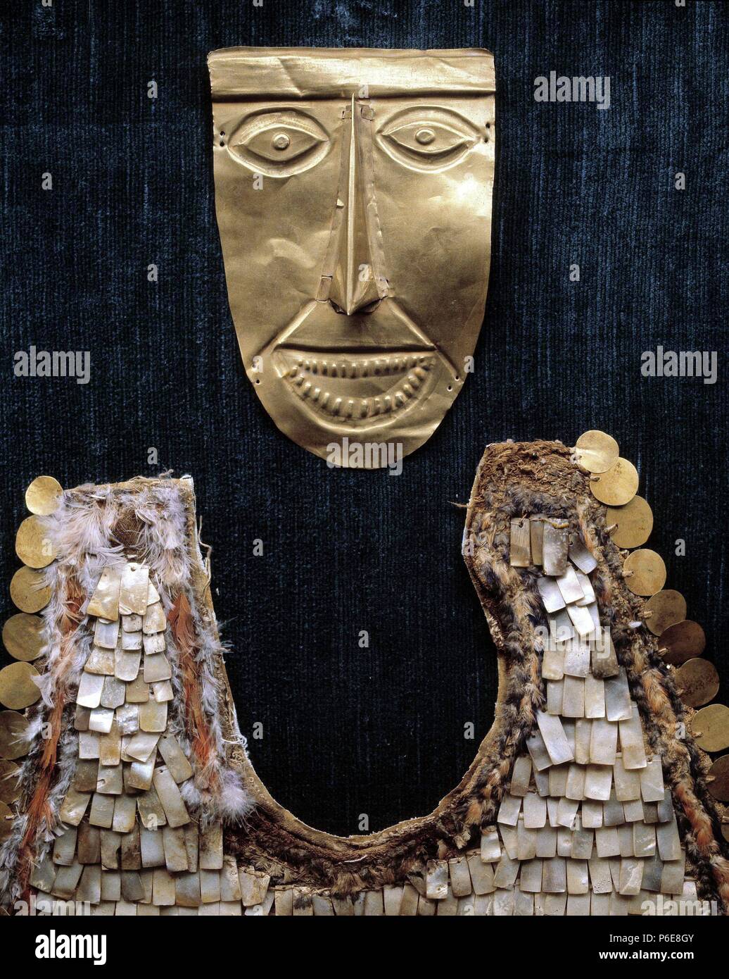 ARTE PRECOLOMBINO. PERU. MASCARA FUNERARIA DE ORO ANTROPOMORGA ...