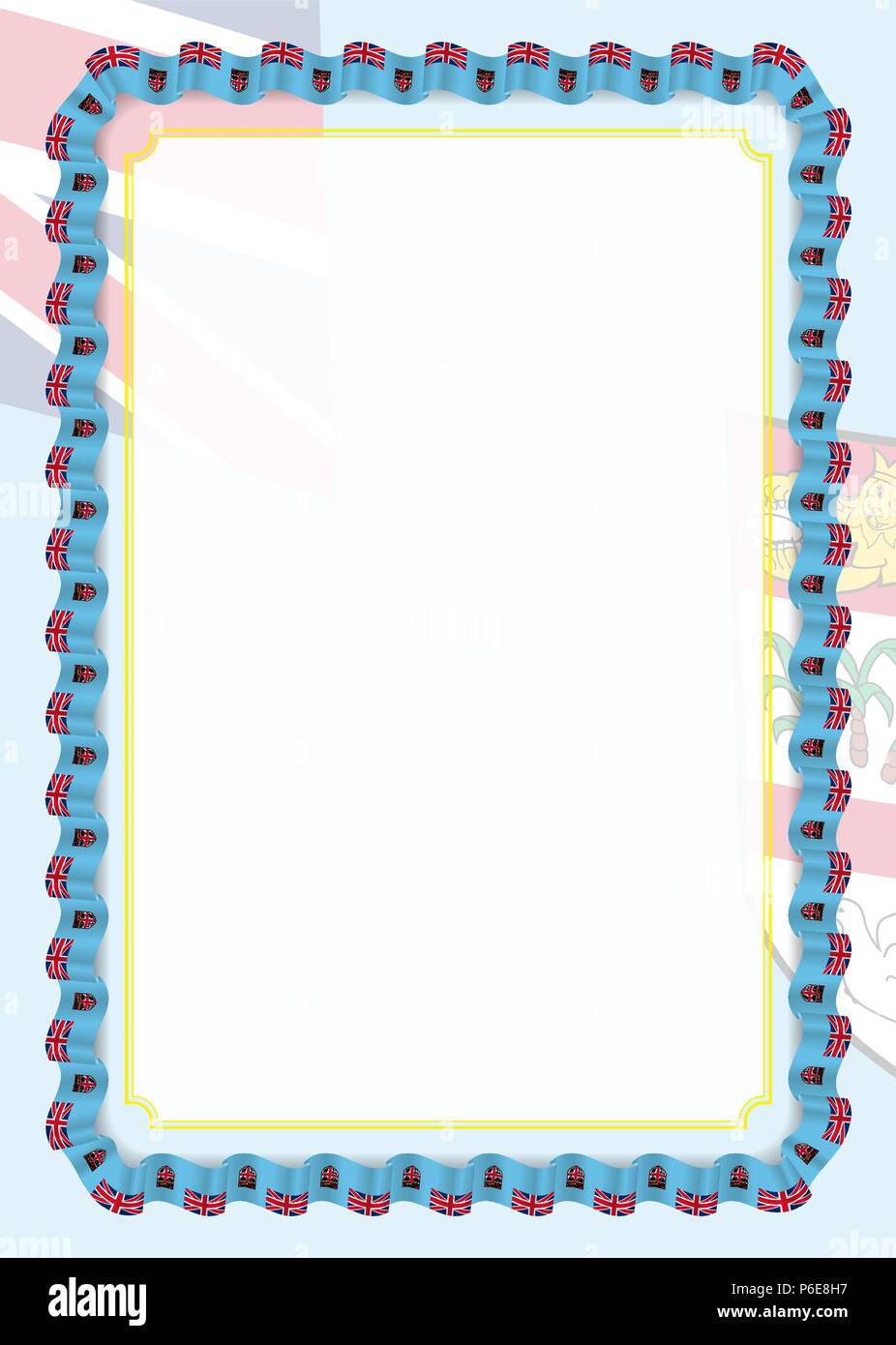 Frame and border of ribbon with Fiji flag, template elements for your ...