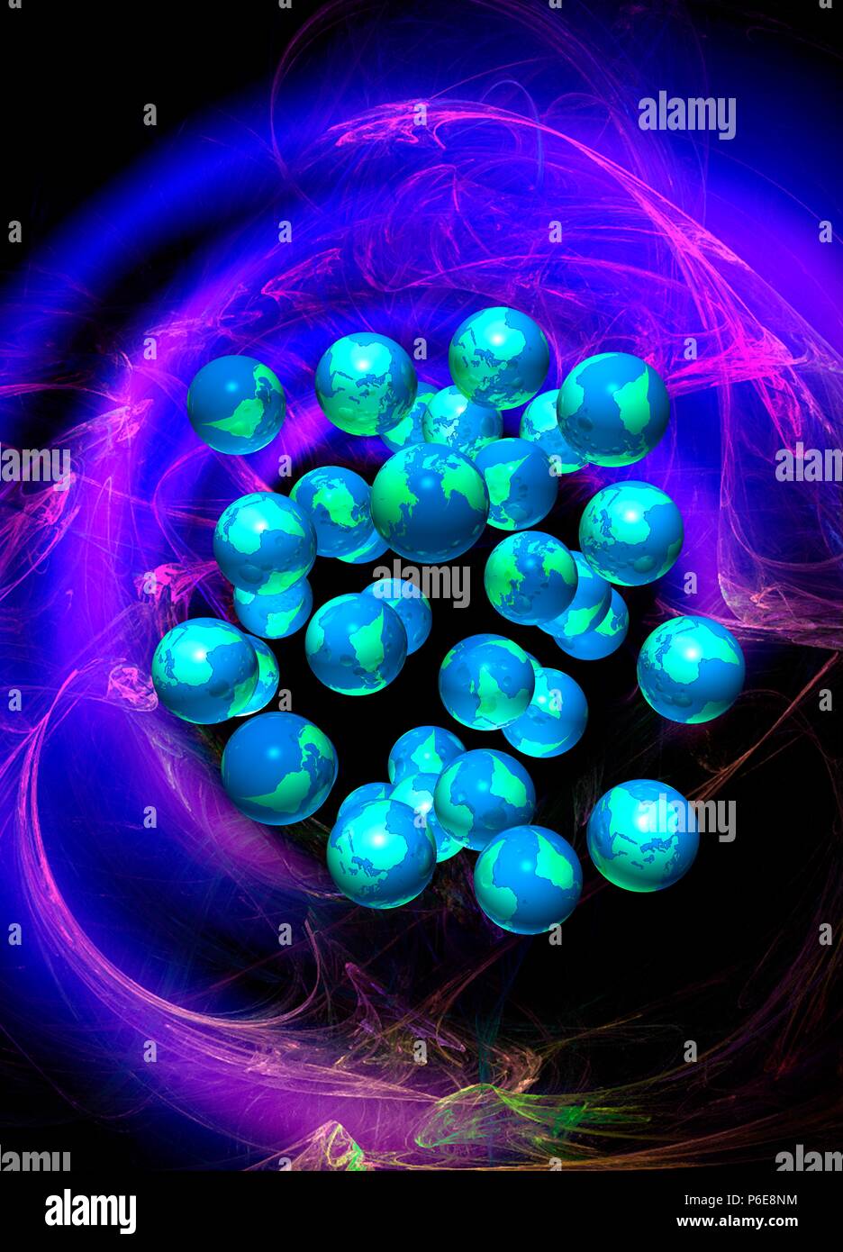 Multiple planet earths, illustration Stock Photo - Alamy