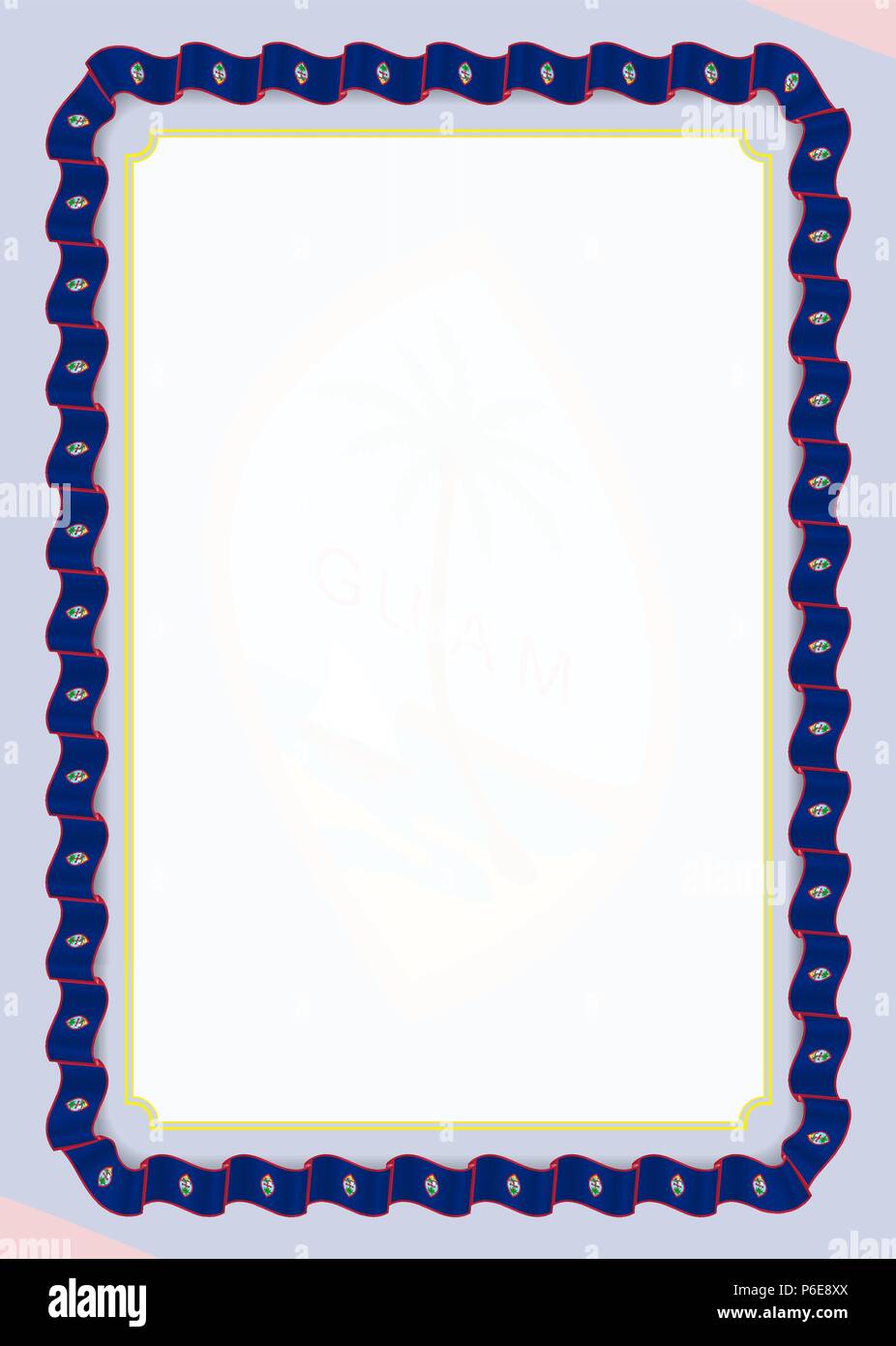 Frame and border of ribbon with Guam flag, template elements for your ...