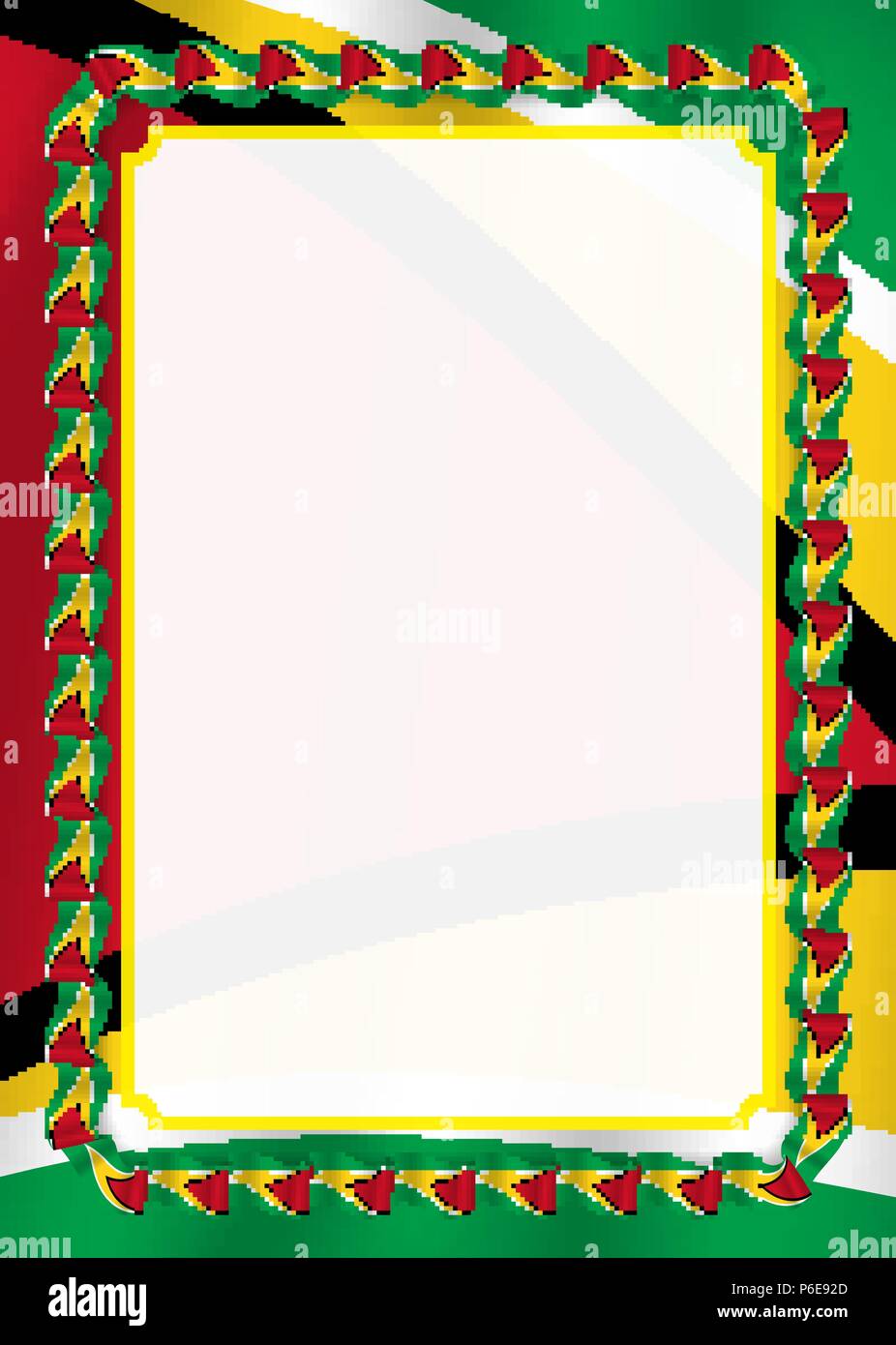 Frame and border of ribbon with Guyana flag, template elements for your certificate and diploma ...