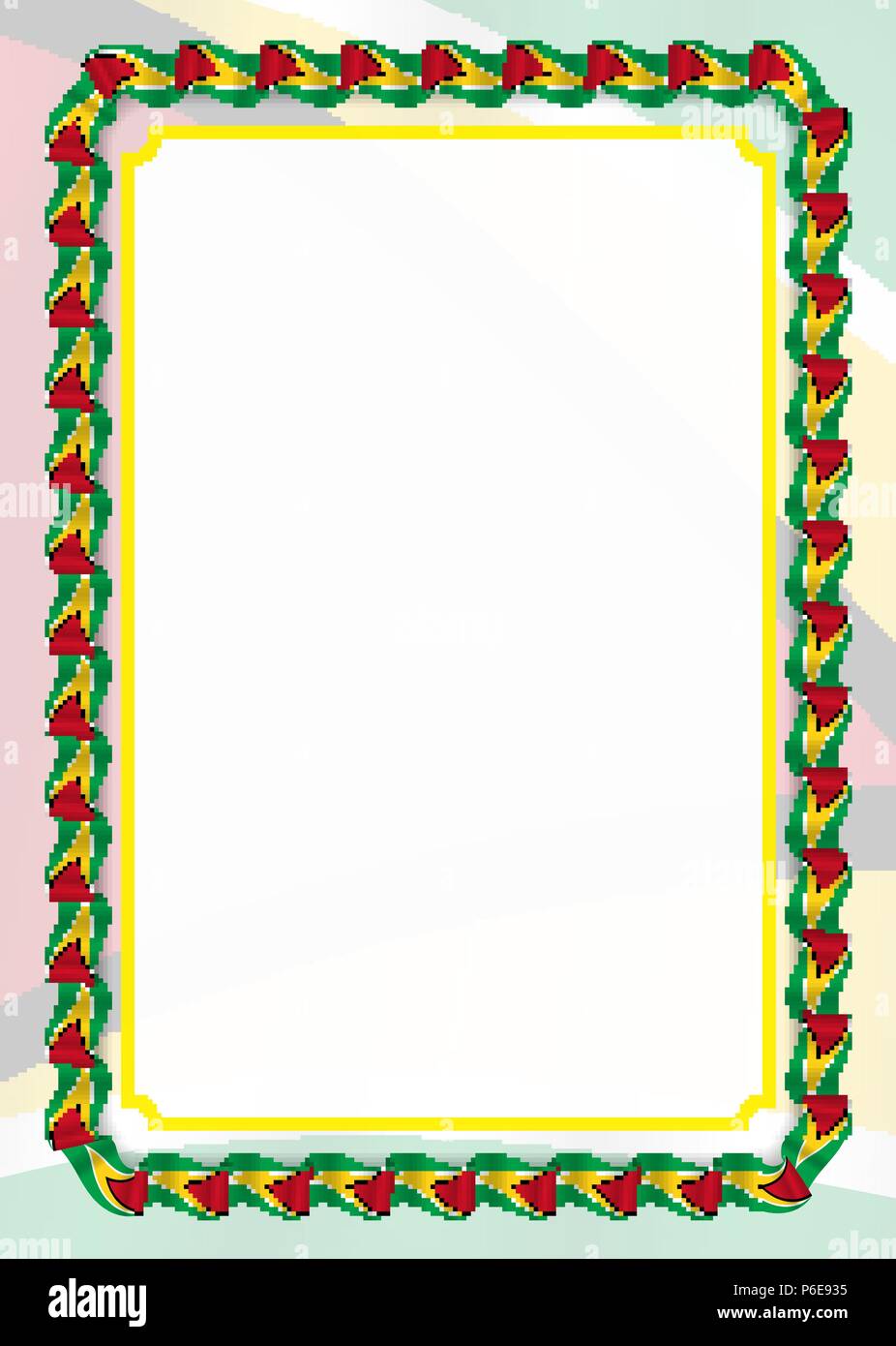Frame and border of ribbon with Guyana flag, template elements for your certificate and diploma ...