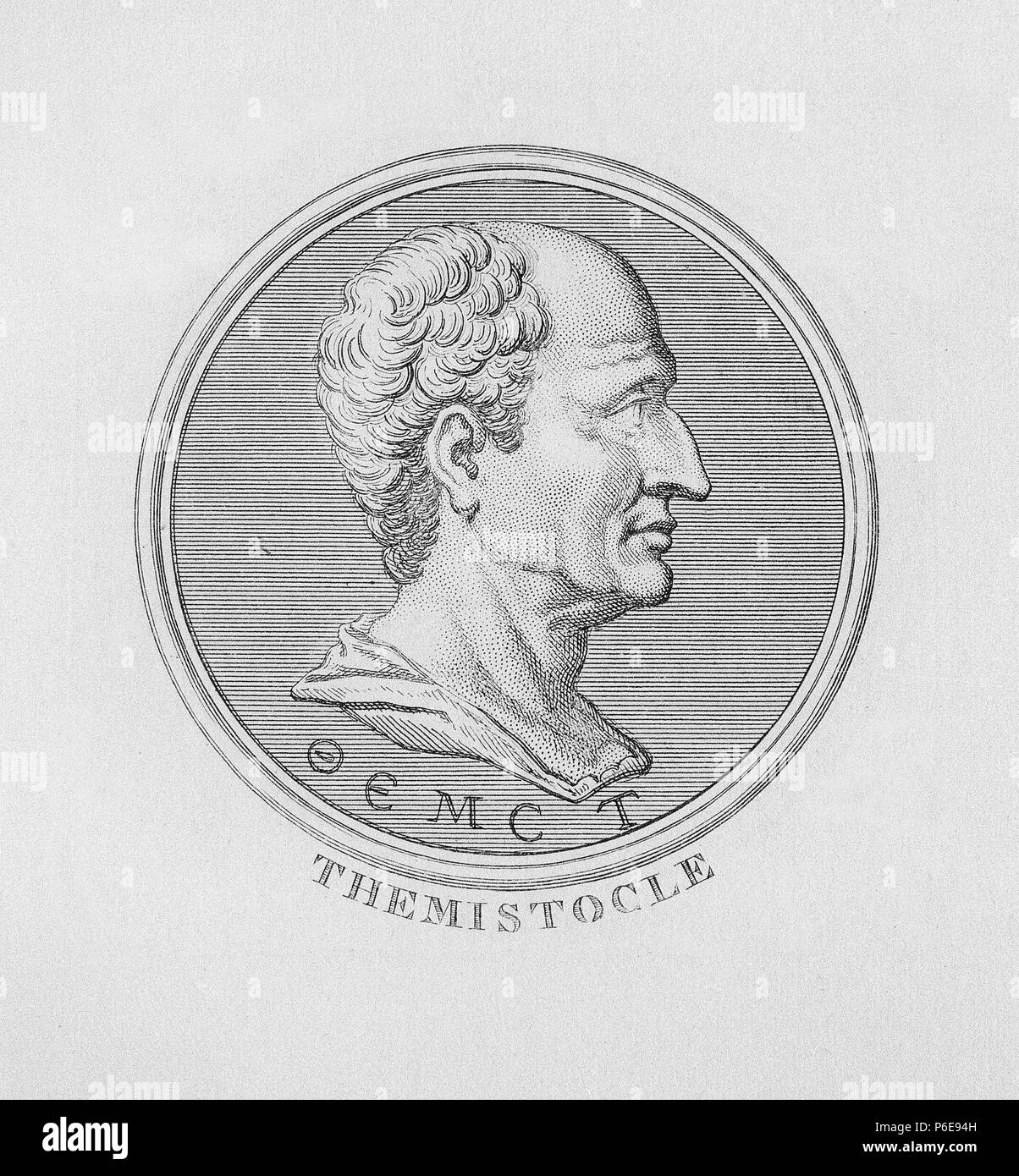 TEMISTOCLES. ESTADISTA ATENIENSE. 525 - 460 AC. GRABADO RETRATO ...