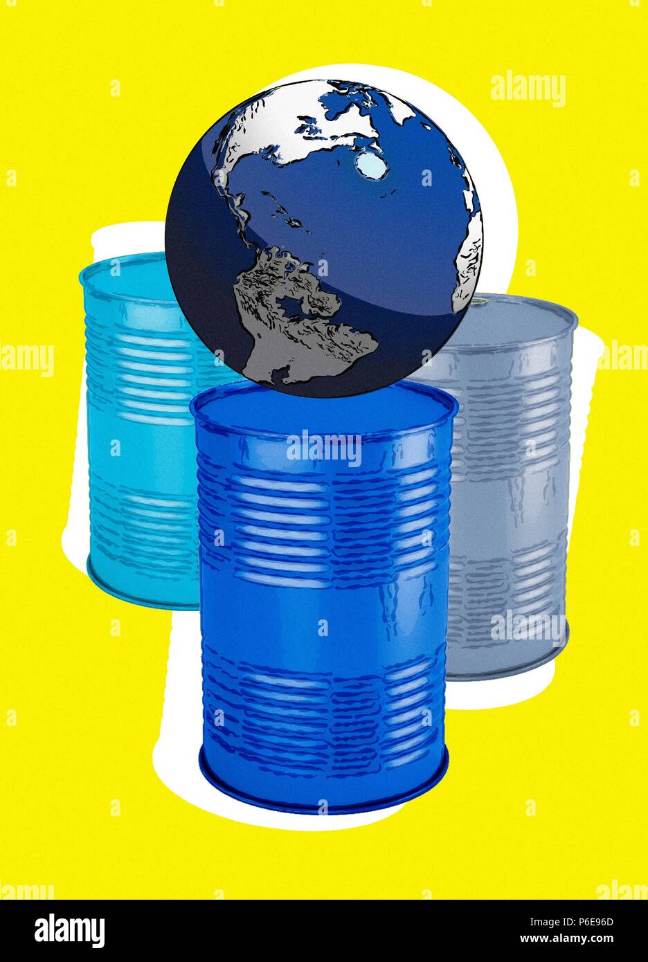 Oil barrels and planet earth, illustration Stock Photo - Alamy
