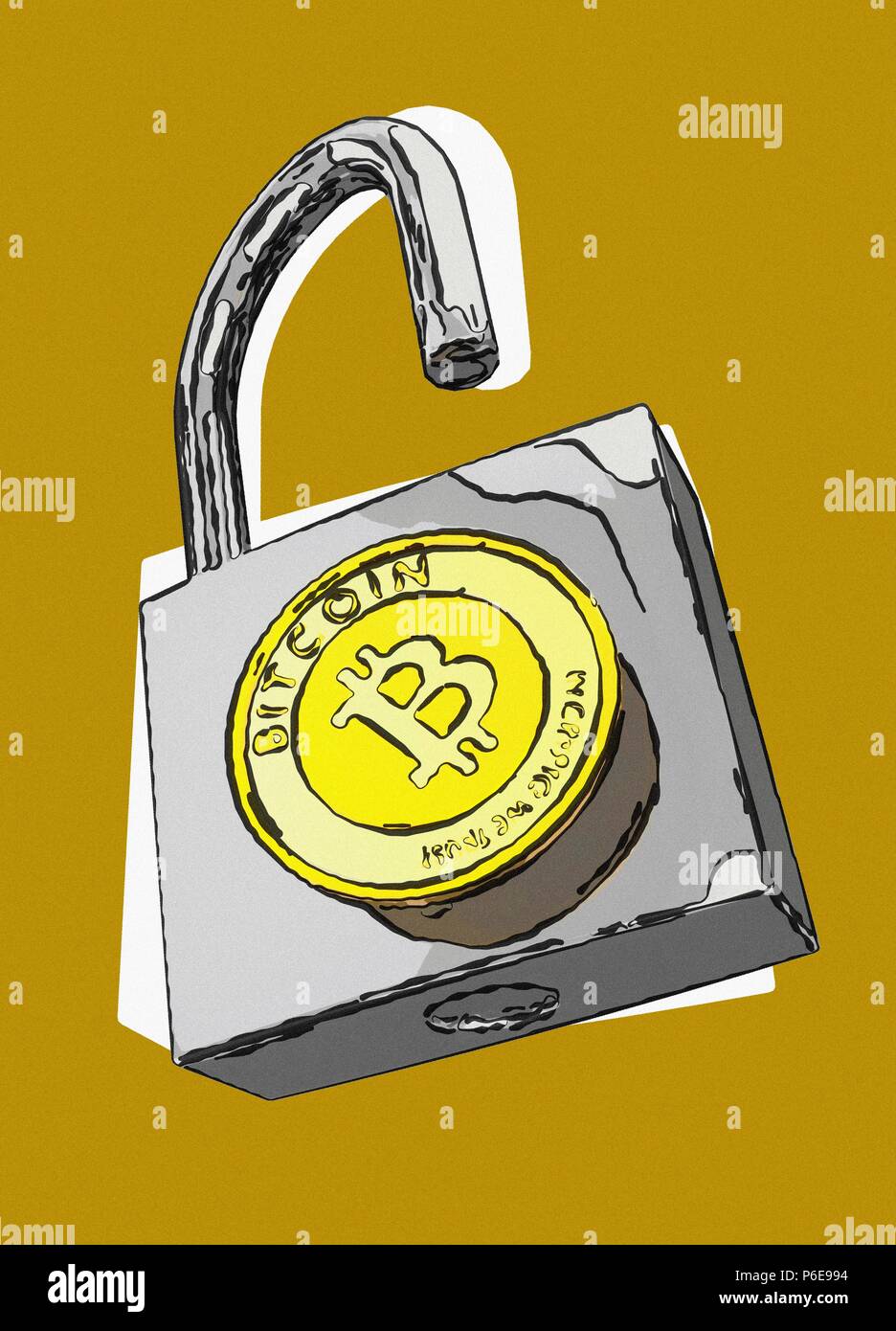Bitcoin security, conceptual illustration Stock Photo - Alamy