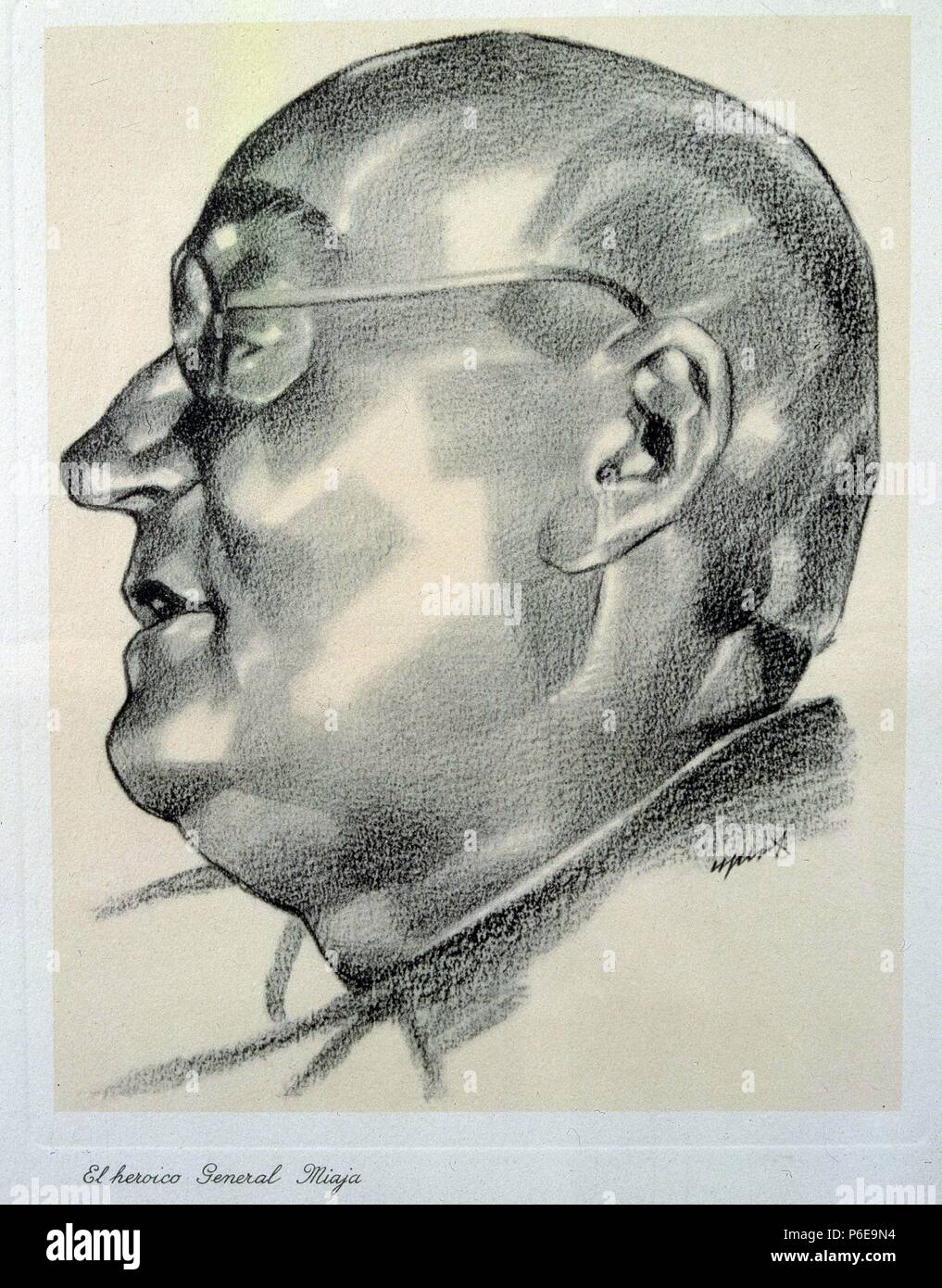 MIAJA MENANT , JOSE. MILITAR ESPAÑOL. OVIEDO 1878 - 1958. DIBUJO ...