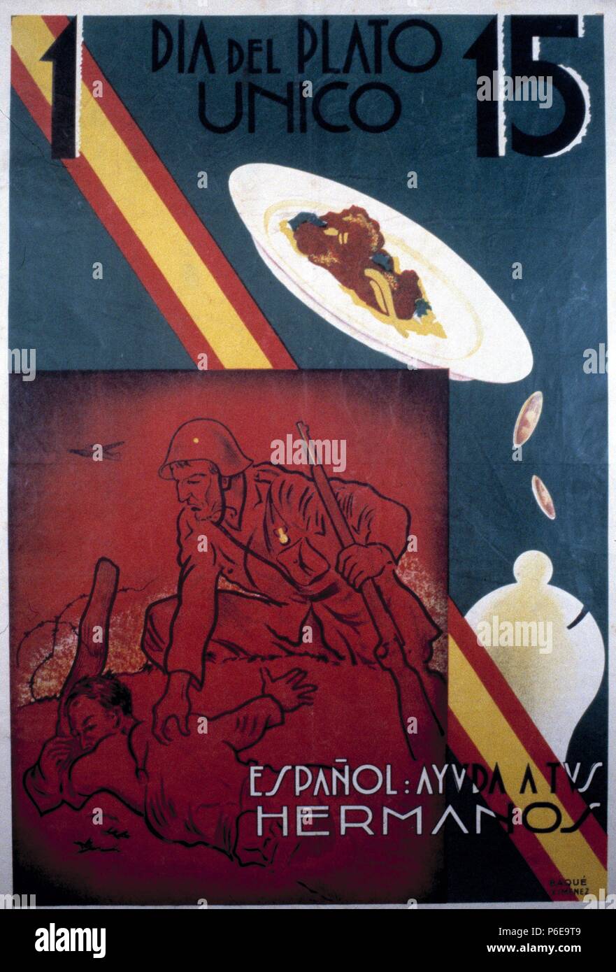 Guerra Civil EspaÑa 1936 1939 Cartel De Propaganda Dia Del Plato
