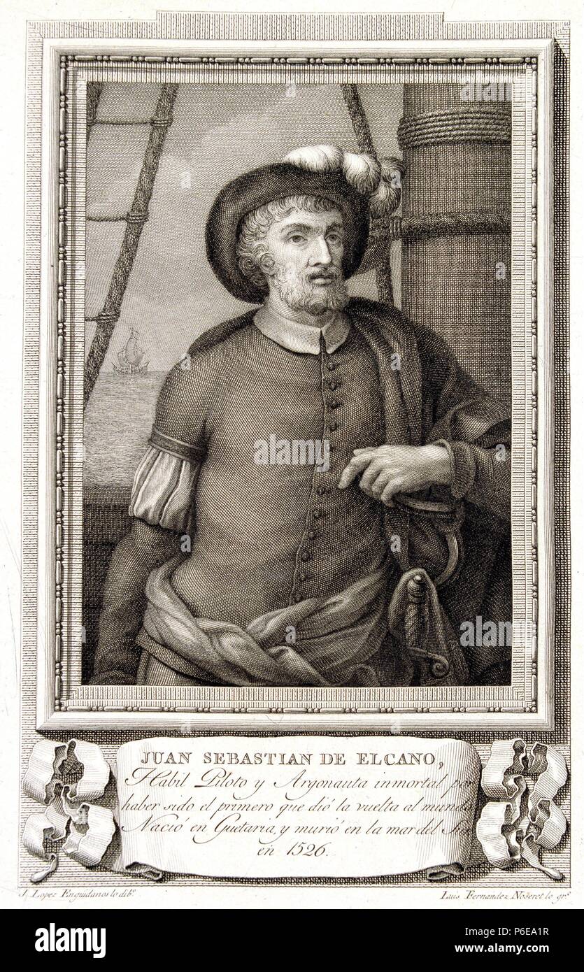 ELCANO, JUAN SEBASTIAN. NAVEGANTE ESPAÑOL. GUETARIA 1476-1526. GRABADO ...
