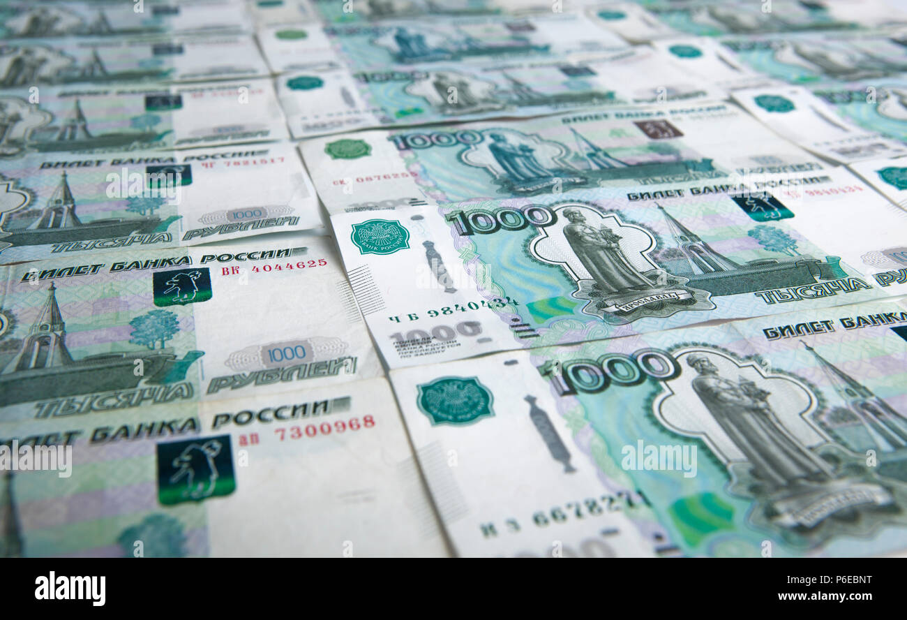 banknotes denominated 1000 rubles ranked in Stock Photo - Alamy
